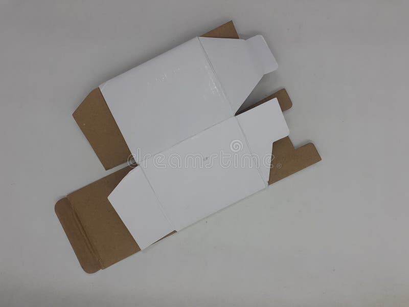 A Small White Foldable Paper Boxes in White Isolation Background Stock ...