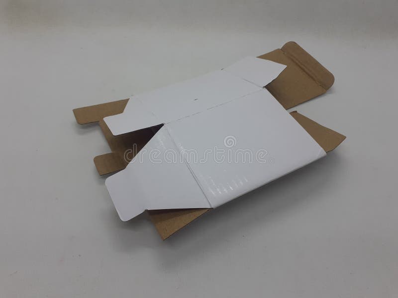 A Small White Foldable Paper Boxes in White Isolation Background Stock ...