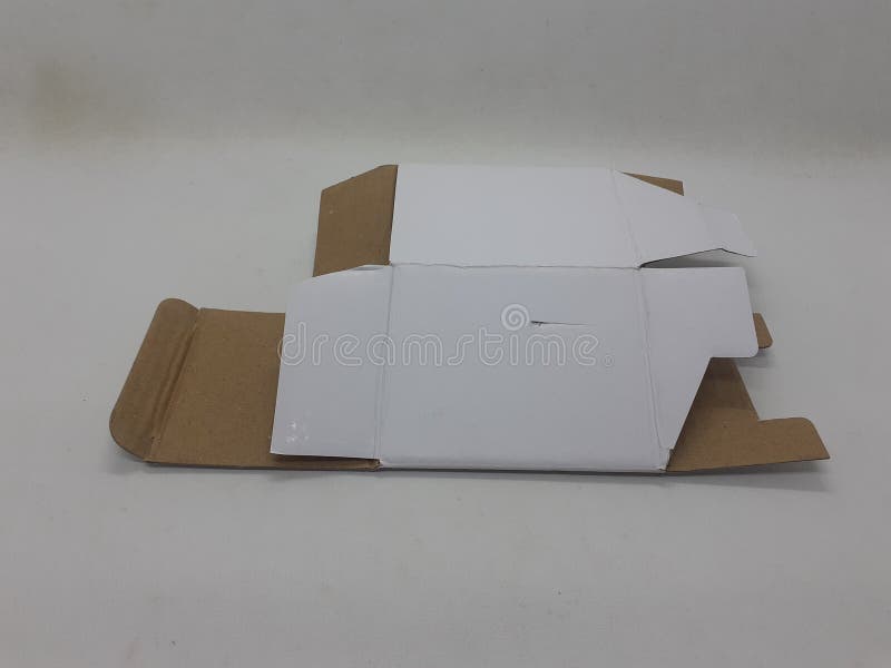 A Small White Foldable Paper Boxes in White Isolation Background Stock ...