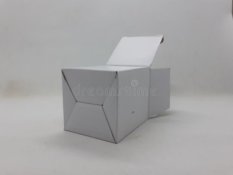 A Small White Foldable Paper Boxes in White Isolation Background Stock ...