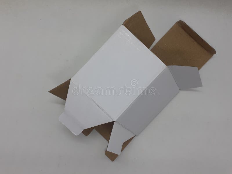A Small White Foldable Paper Boxes in White Isolation Background Stock ...