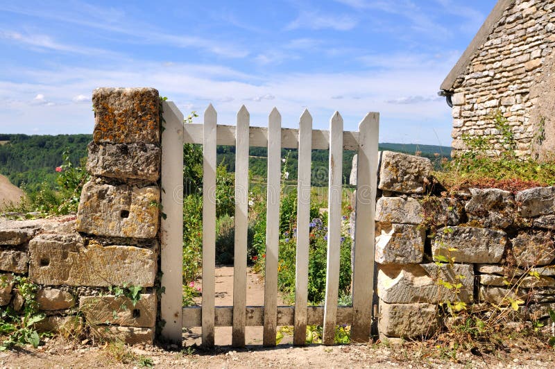 Wooden Gate of a Country Garden Stock Photo - Image of blooming, wooden ...