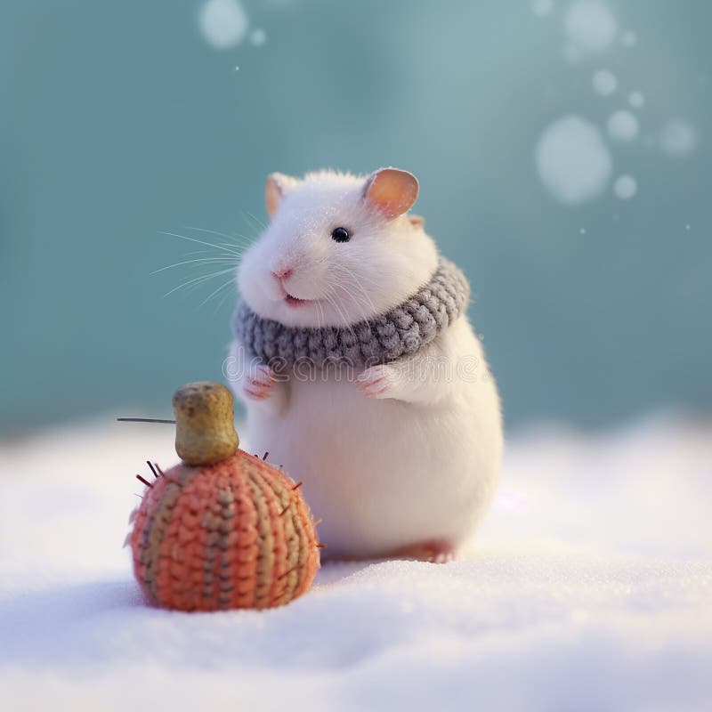 Small White Hamster Wearing Cute Winter Weather Clothes. . Created ...