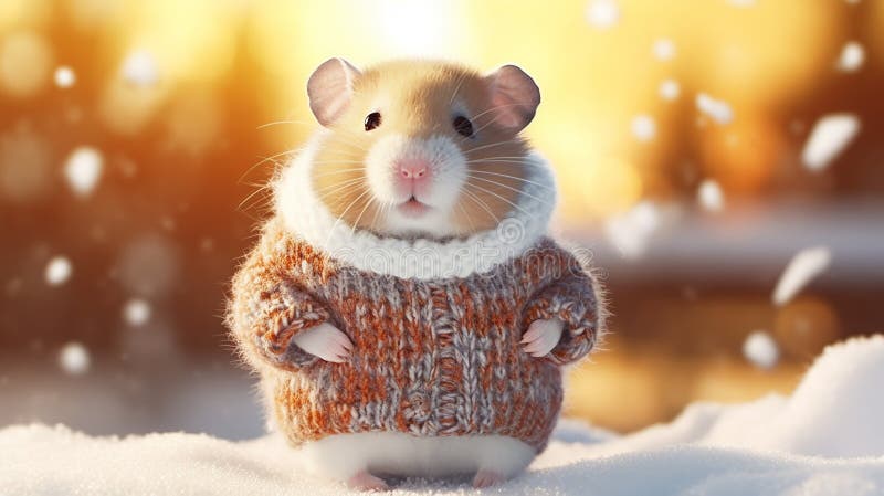 Small White Hamster Wearing Cute Winter Weather Clothes. . Created ...