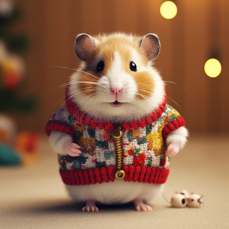 Small White Hamster Wearing Cute Winter Weather Clothes. . Created ...