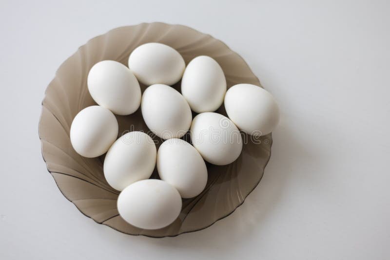 Small White Hard-boiled Eggs are on a Plate Stock Photo - Image of ...
