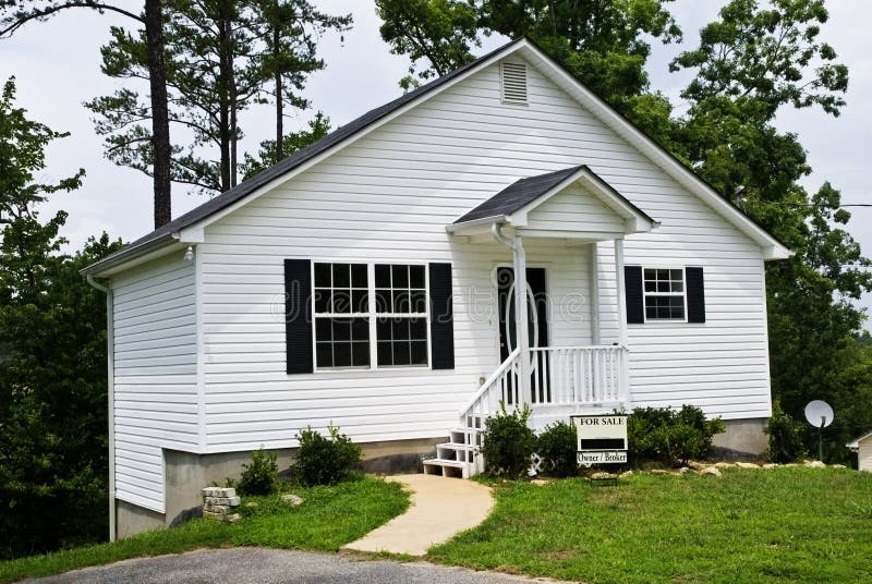 Small White House/for Sale stock photo. Image of financial - 6002092