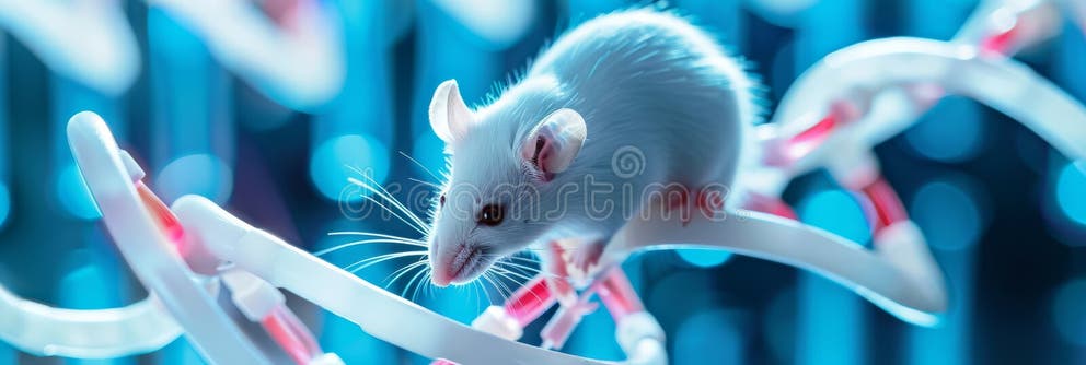 A Small White Mouse is on a Strand of DNA by AI Generated Image Stock ...