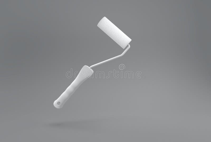 Small White Paint Roller on a Gray Studio Background. Stock ...