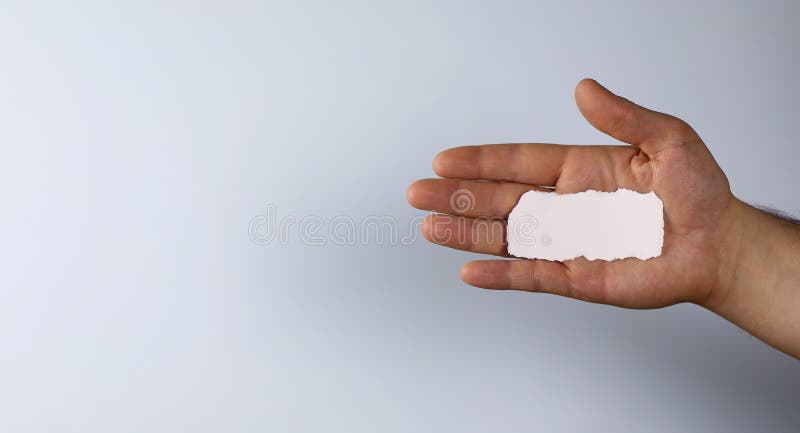 Small White Piece of Paper in His Hand Man Stock Image - Image of card ...