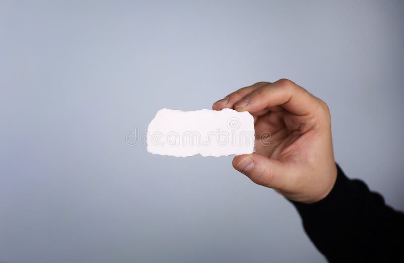 Small White Piece of Paper in His Hand Man Stock Image - Image of hand ...