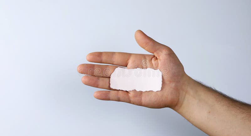 Small White Piece of Paper in His Hand Man Stock Photo - Image of ...