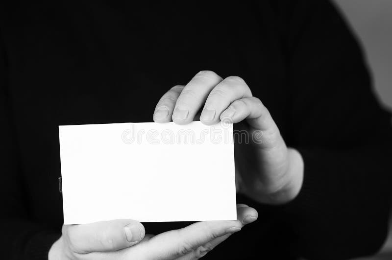 Small White Piece of Paper in His Hand Man Monochrome Stock Image ...