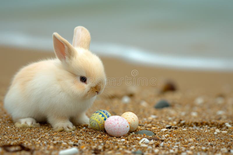 Small White Rabbit Sandy Beach Stock Photos - Free & Royalty-Free Stock ...