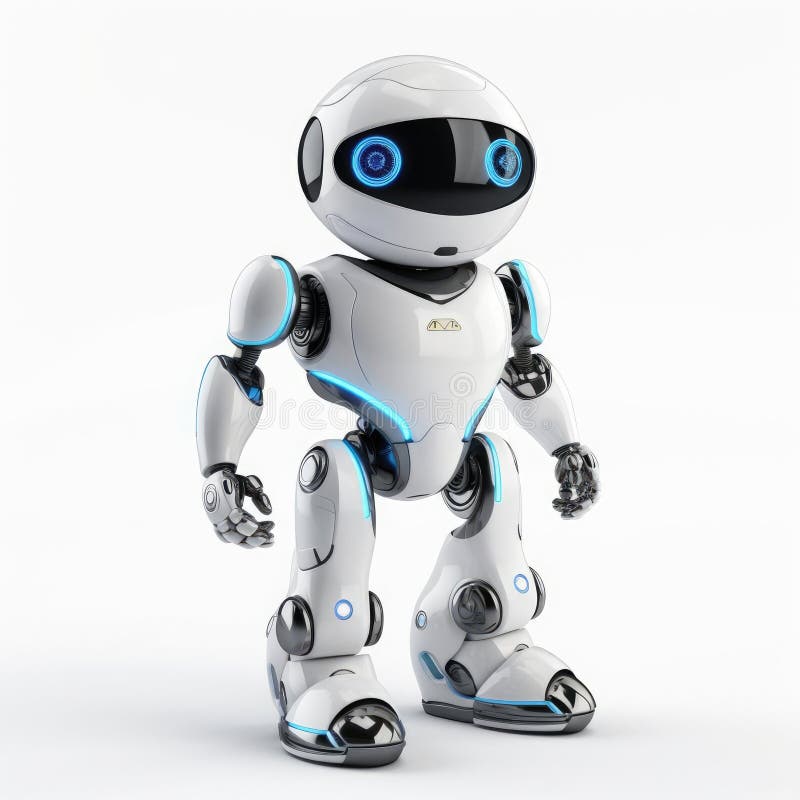 Small Robot on a White Background Stock Illustration - Illustration of ...