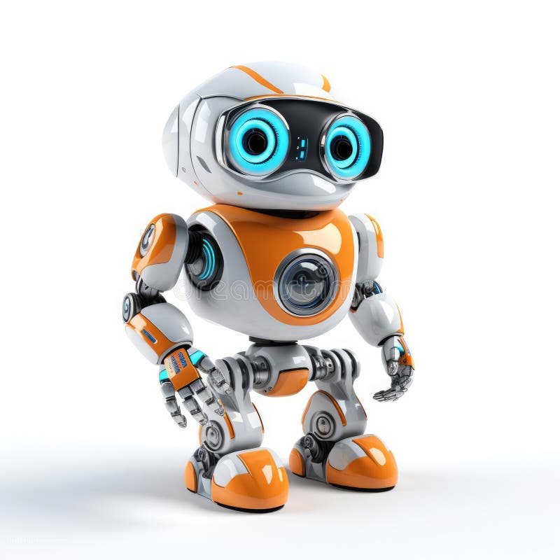 Small Robot on a White Background Stock Illustration - Illustration of ...