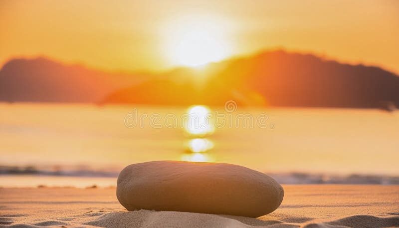 A Small White Rock Sits on the Sand at the Beach Stock Illustration ...