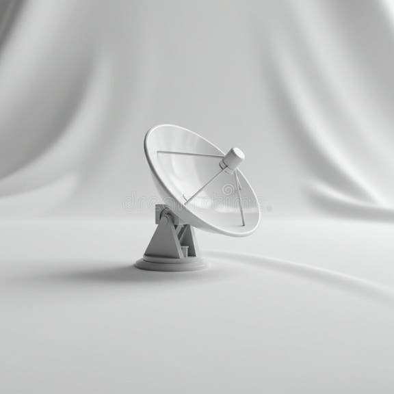 A Small, White Satellite Dish Model is Placed on a Plain Surface. Made ...