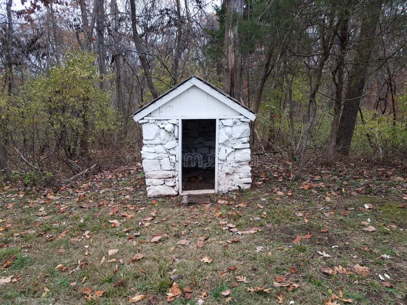 Small White Stone Storage Shed Building or Structure Stock Photo ...