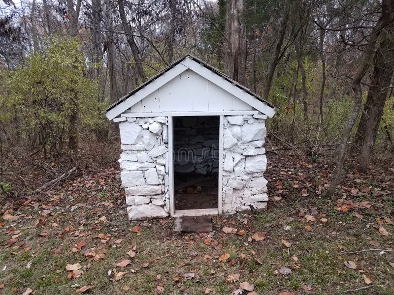 Small White Stone Storage Shed Building or Structure Stock Photo ...