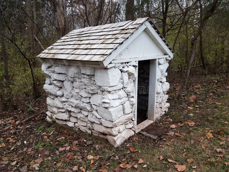 Small White Stone Storage Shed Building or Structure Stock Image ...
