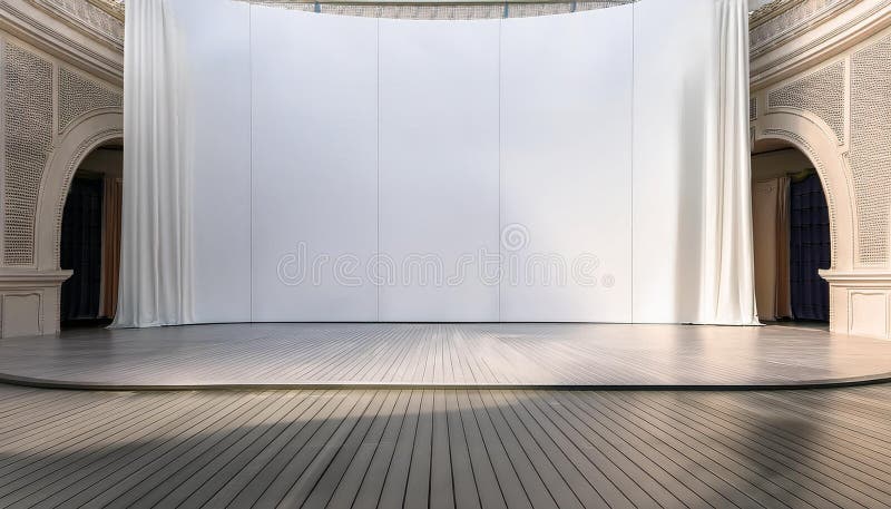 Small White Theater Stage Design with Empty Mock Up Place. Performance ...