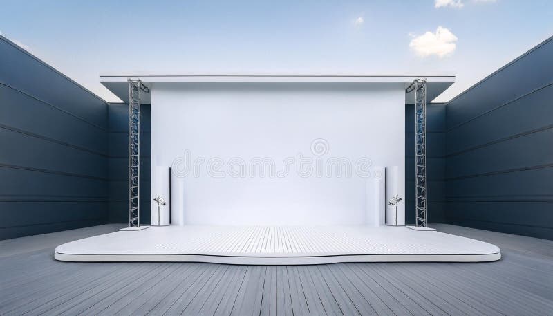 Small White Theater Stage Design with Empty Mock Up Place. Performance ...