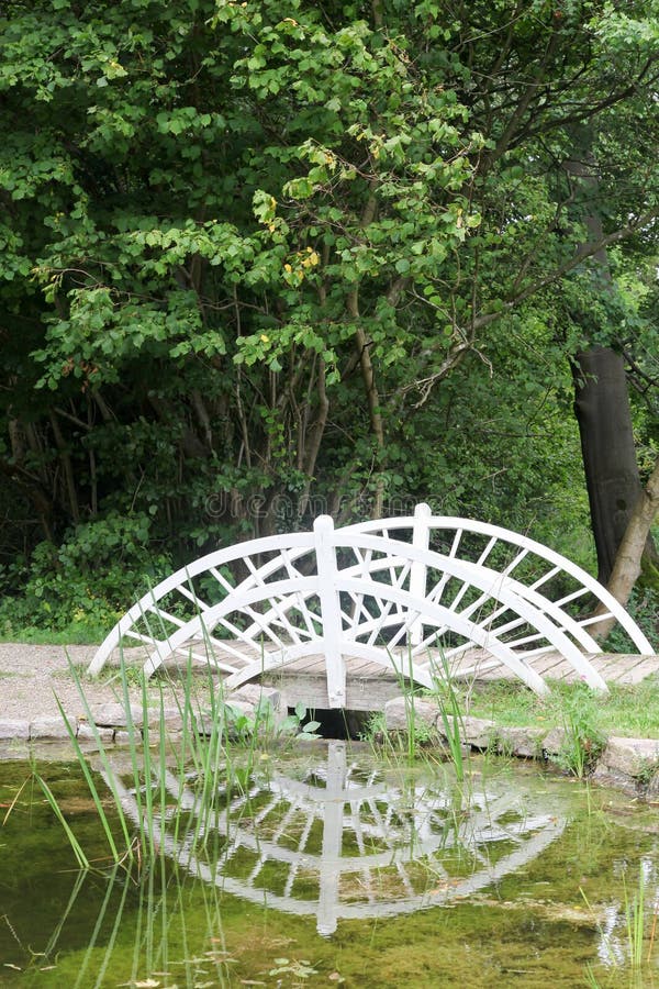 Small White Wood Bridge in a Garden Stock Image - Image of green ...
