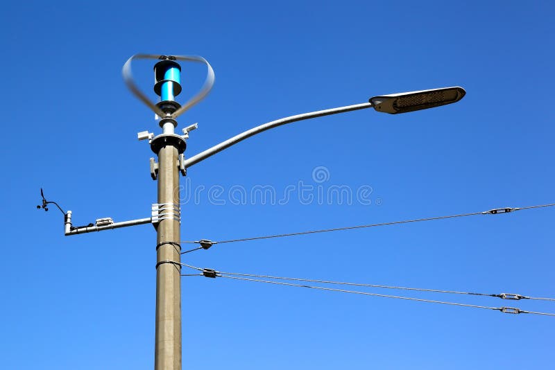 Small Wind Turbine with Street Light Stock Image - Image of modern ...