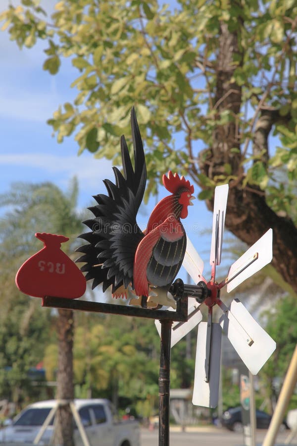 Chicken Wind Measure Direction on the Top of Roof Against Blue Sky ...