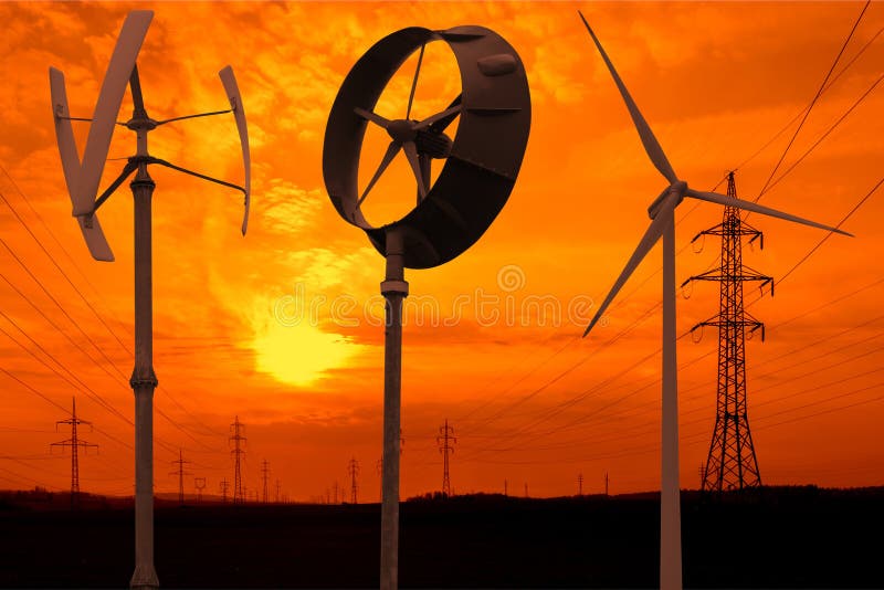 Small Wind Turbines And Solar Panel. Isolated On White Background Stock ...