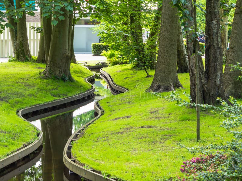 Small Winding Canal in Park Stock Photo - Image of landscape, garden ...