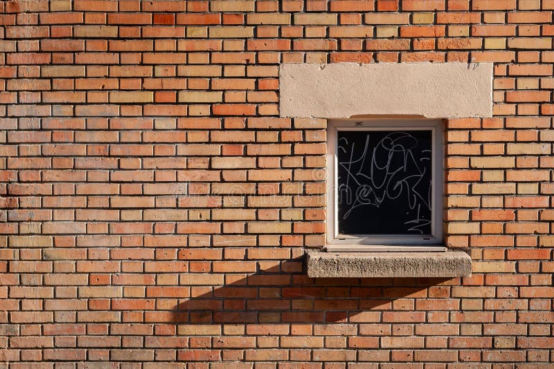 Small Window with Inscription on a Brick Wall. Stock Photo - Image of ...