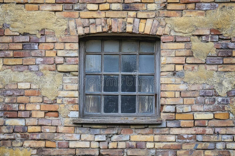 Small Window in Rustic Brick Wall with Textured Bricks. Neural Network ...