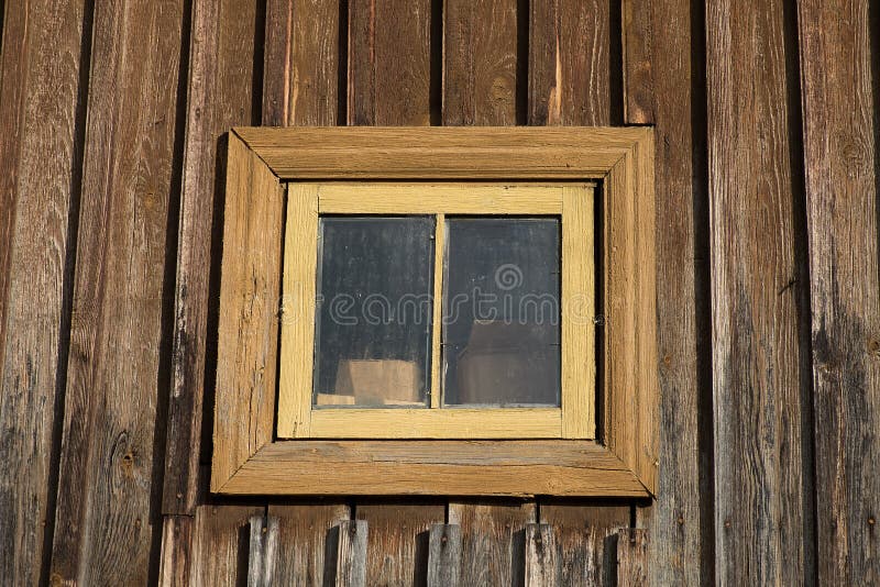 A Small Window on the Wall of the Old Rustic House Stock Photo - Image ...