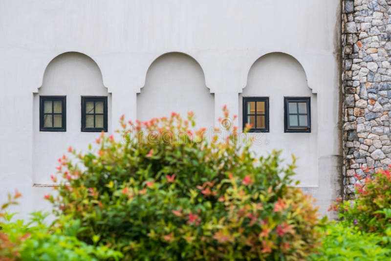 Small Windows on White Wall in Renaissance Europe Style Stock Image ...