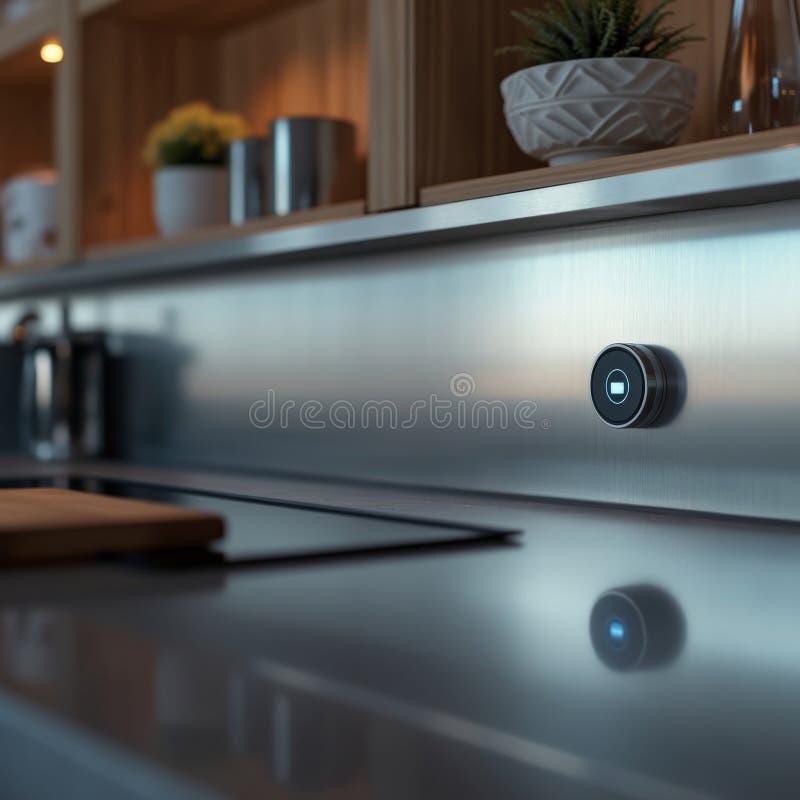Smart Button in Modern Kitchen, Generative Ai Stock Illustration ...