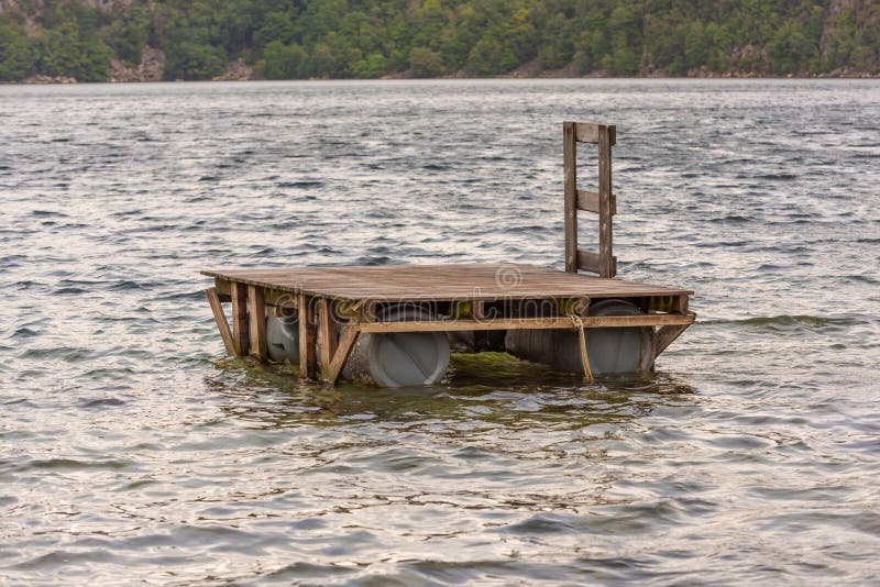 Small Wooden Bathing Raft Near a Beach.. Stock Photo - Image of ...