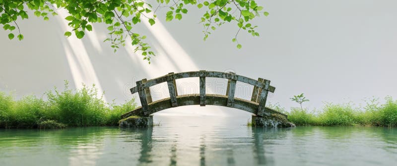 A Small Wooden Bridge Crossing Over a Gentle Stream Stock Image - Image ...