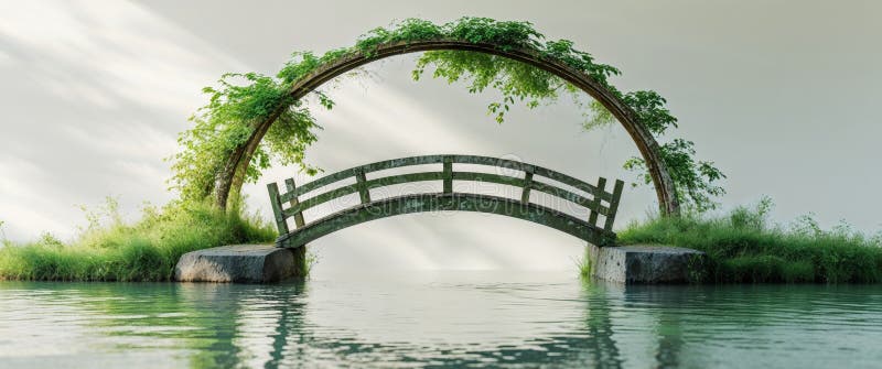 A Small Wooden Bridge Crossing Over a Gentle Stream. Stock Image ...