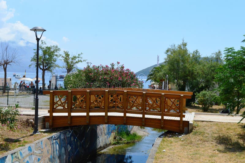 Small Wooden Bridge on a Small River that Flows into the Sea Stock ...