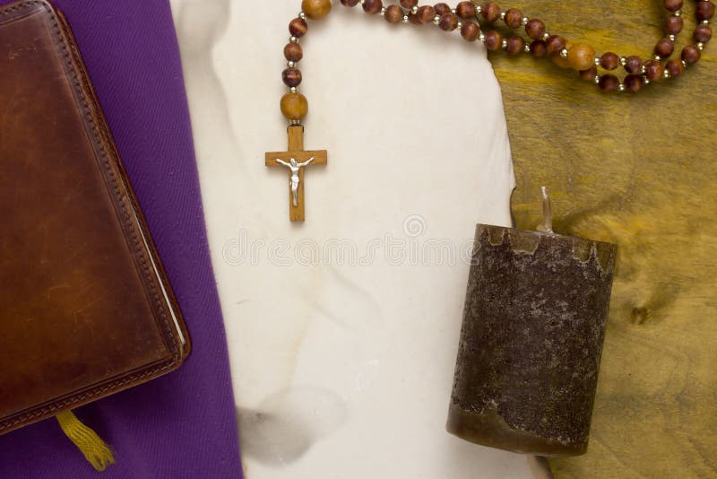 Small Wooden Catholic Cross Stock Photo - Image of ascetic, leather ...