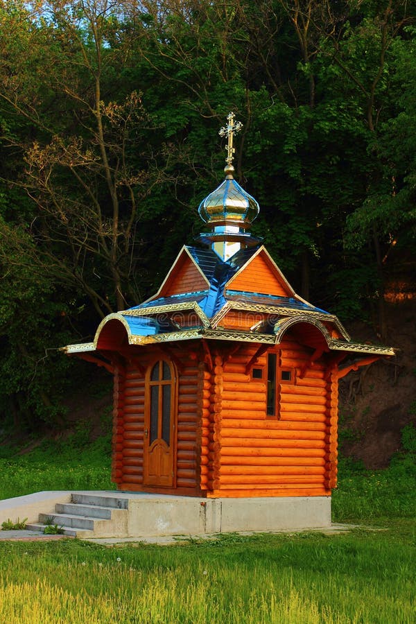 Small Wooden Orthodox Chapel with a Dome Stock Photo - Image of ...