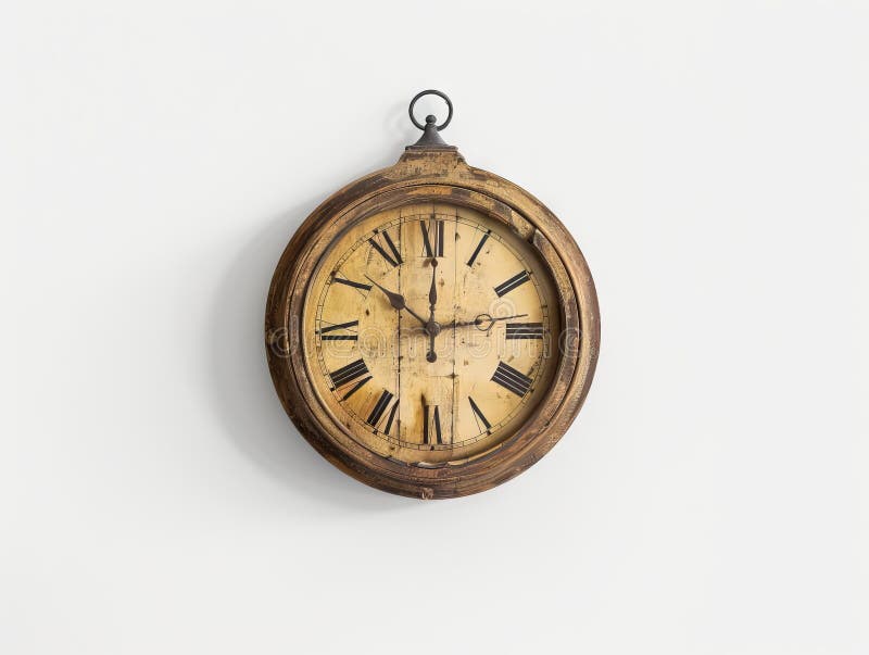 A Small Wooden Clock Hanging on a Wall Stock Photo - Image of wall ...