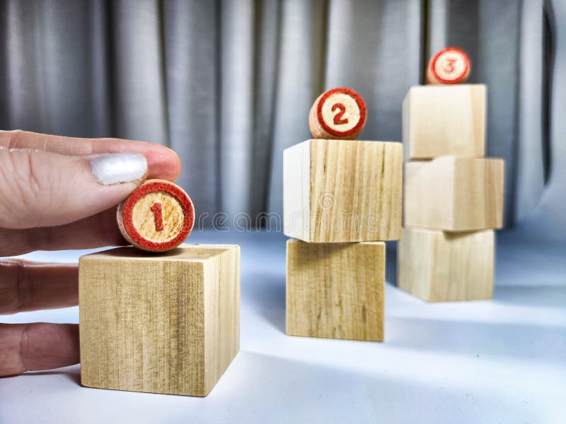 Small Wooden Cubes in Columns, Lined Up in Row. the Concept of ...