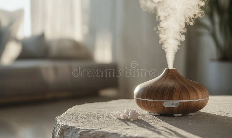 A Small Wooden Diffuser with a White Label on it Stock Illustration ...