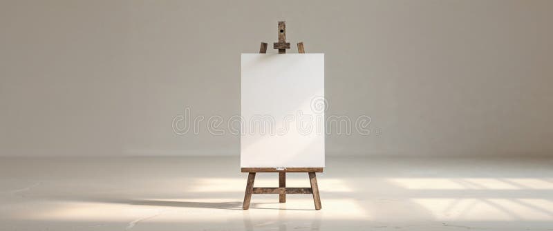A Small Wooden Easel Supporting a Blank White Paper Sheet Stock Photo ...
