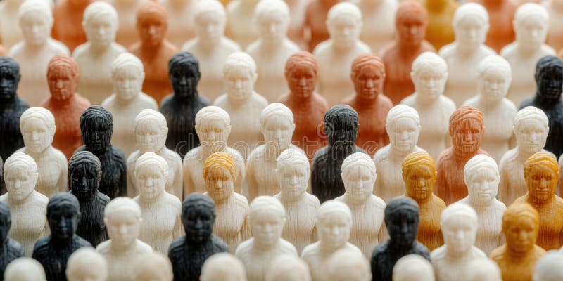 Small Wooden Figures Representing Diverse People with Distinct Faces ...