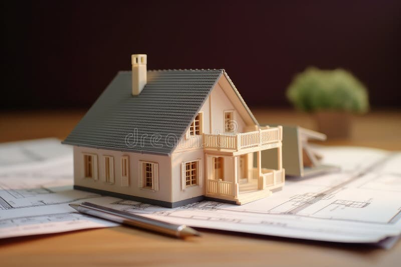 Small Wooden House beside Architecture Drawing Stock Illustration ...