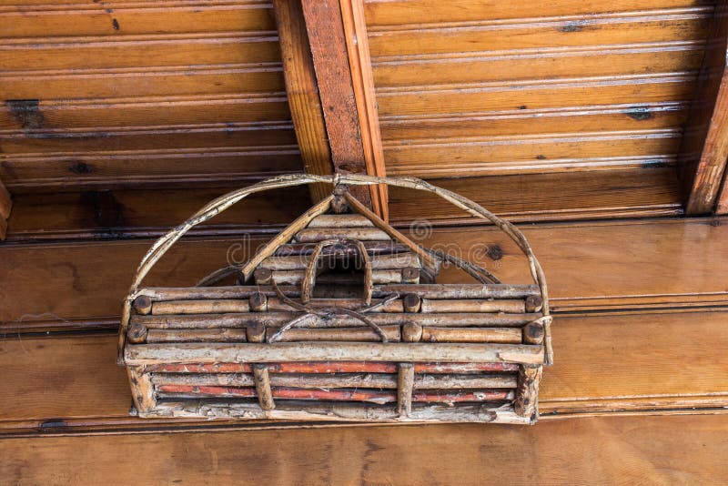 Small Wooden House Decoration Hanging on the Ceiling Stock Photo ...